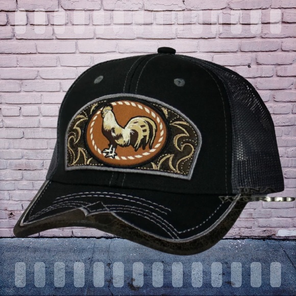 Accessories | Mexican Hat Western Style Rooster Embroidered Mesh ...